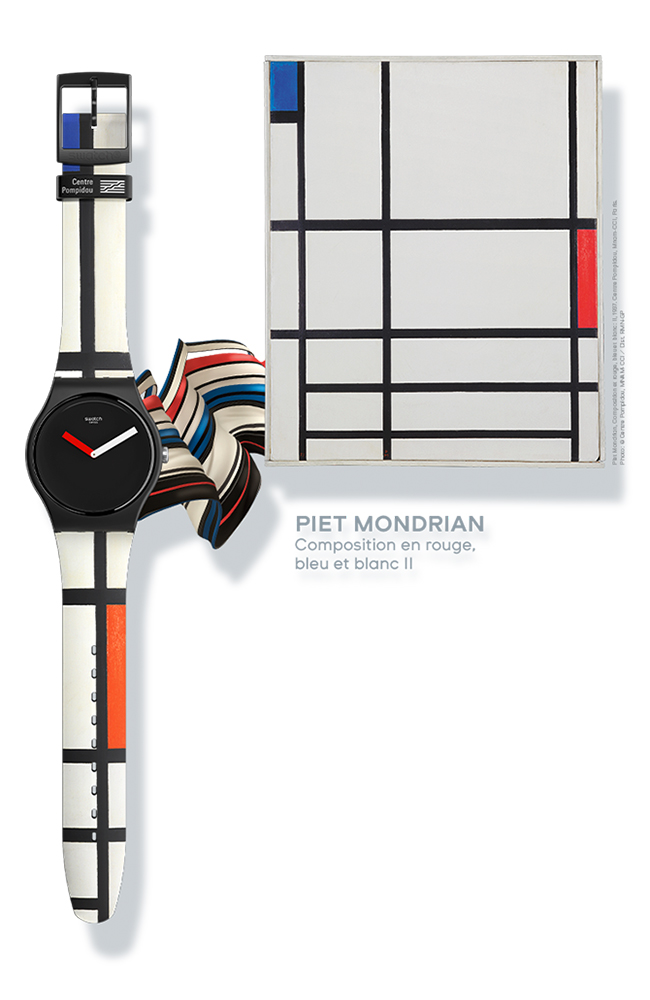 SWATCH Red Blue and White by Piet Mondrian Multicolor Rubber Strap ...